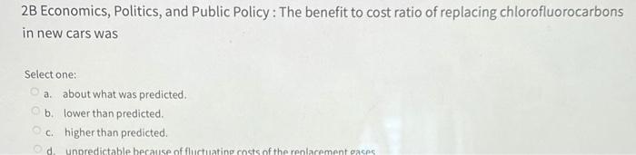 Solved 2B Economics, Politics, and Public Policy: The | Chegg.com