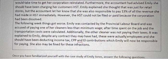Solved Case Study - Emily Jones Emily Jones was very upset | Chegg.com