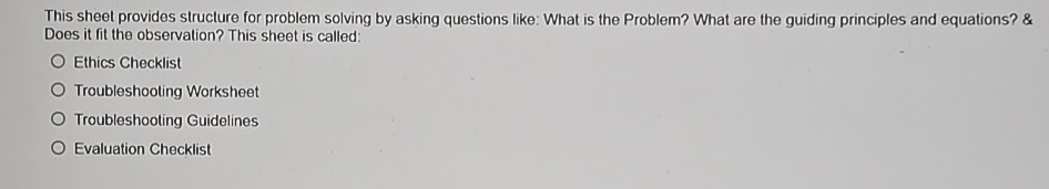 Solved This sheet provides structure for problem solving by | Chegg.com