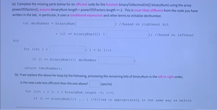 Solved (a) Complete the missing parts below for an elficient | Chegg.com