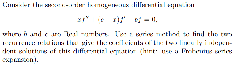 Consider the second-order homogeneous differential | Chegg.com