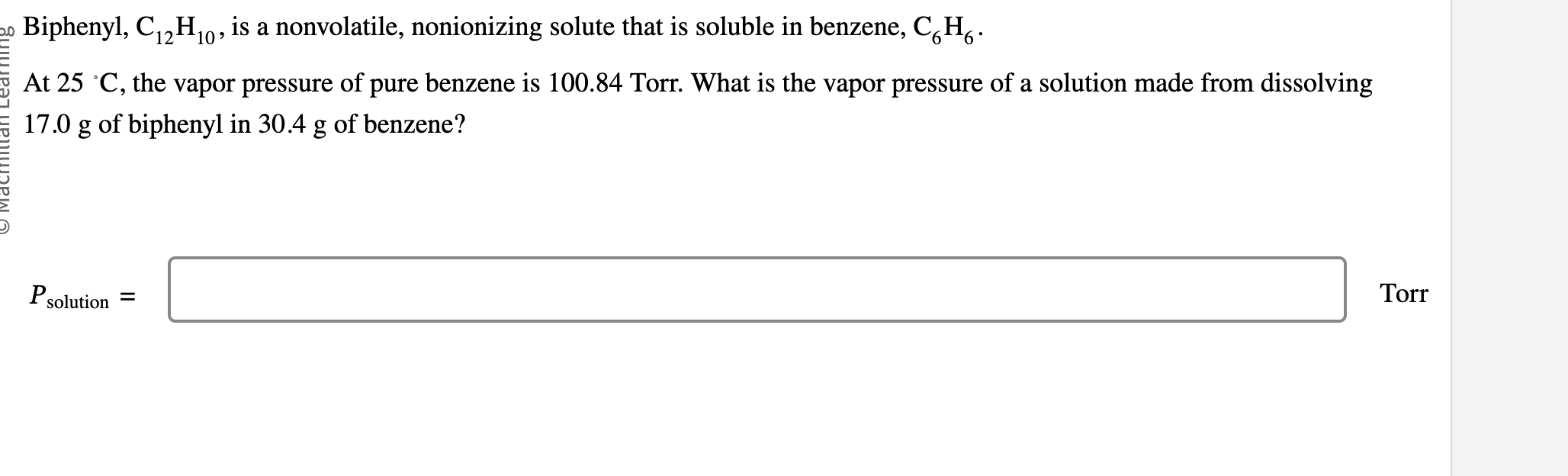 Solved Biphenyl, C12H10, ﻿is a nonvolatile, nonionizing | Chegg.com