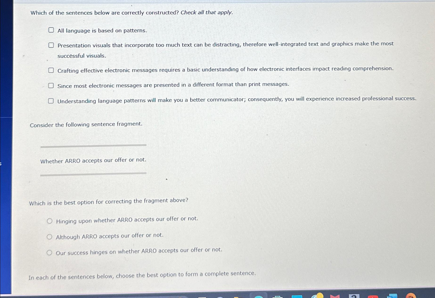 Solved Which of the sentences below are correctly | Chegg.com