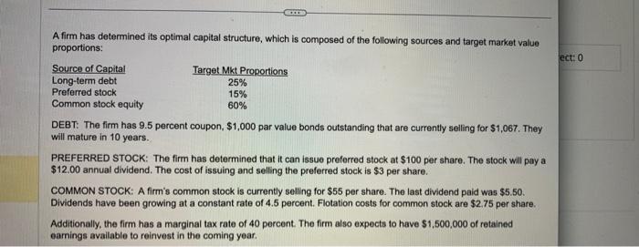 Solved A firm has determined its optimal capital structure, | Chegg.com