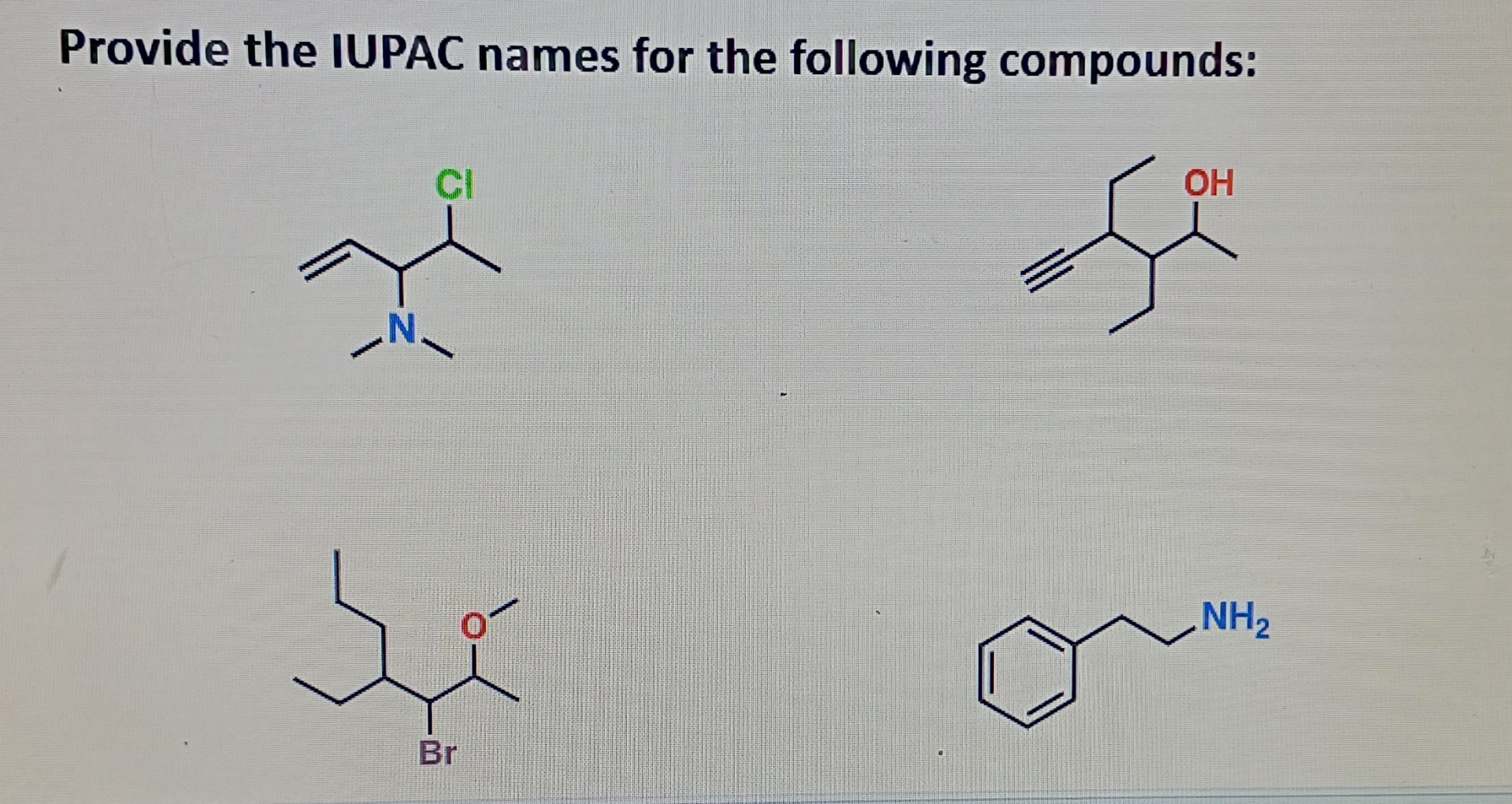 Solved Provide the IUPAC names for the following compounds: | Chegg.com