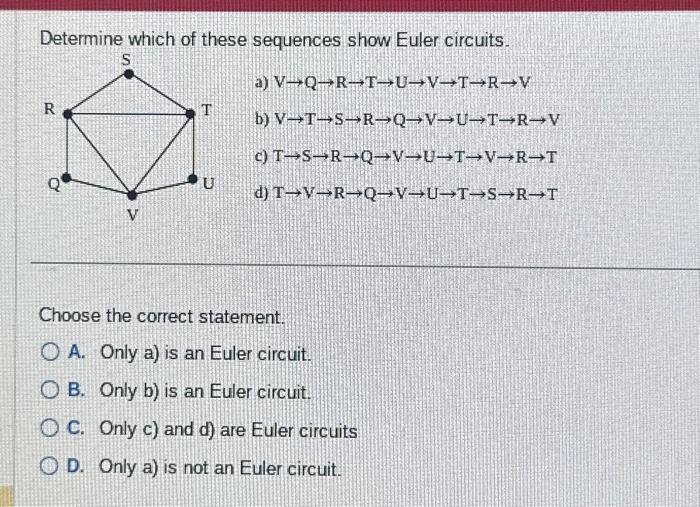 Solved Determine which of these sequences show Euler | Chegg.com