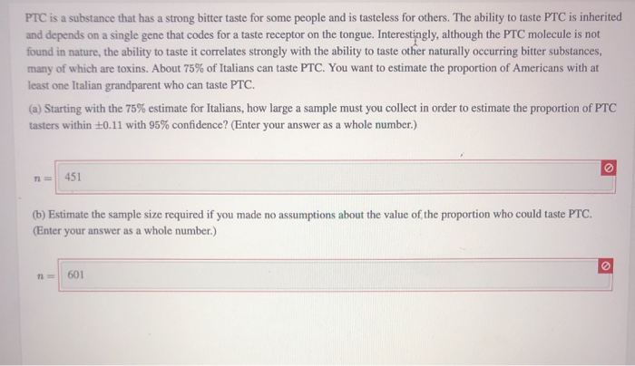 Solved PTC is a substance that has a strong bitter taste for | Chegg.com