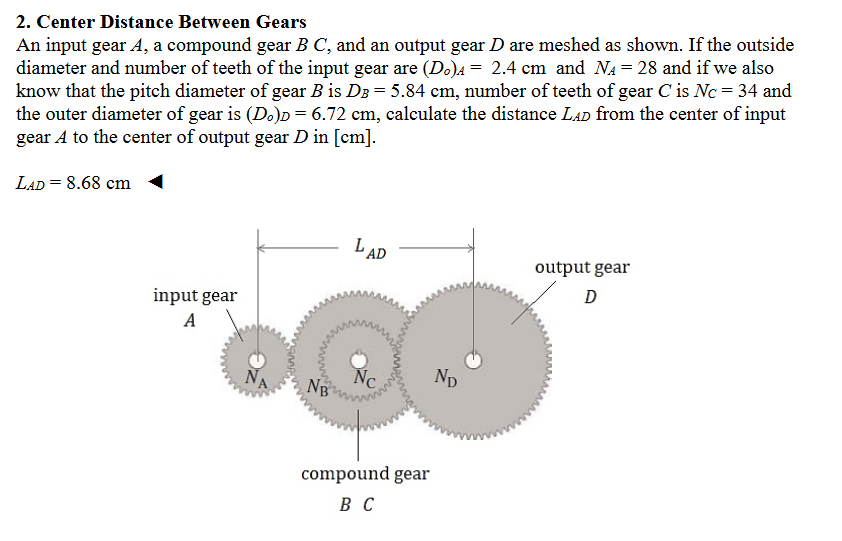 Solved Center Distance Between Gears An input gear A, ﻿a | Chegg.com