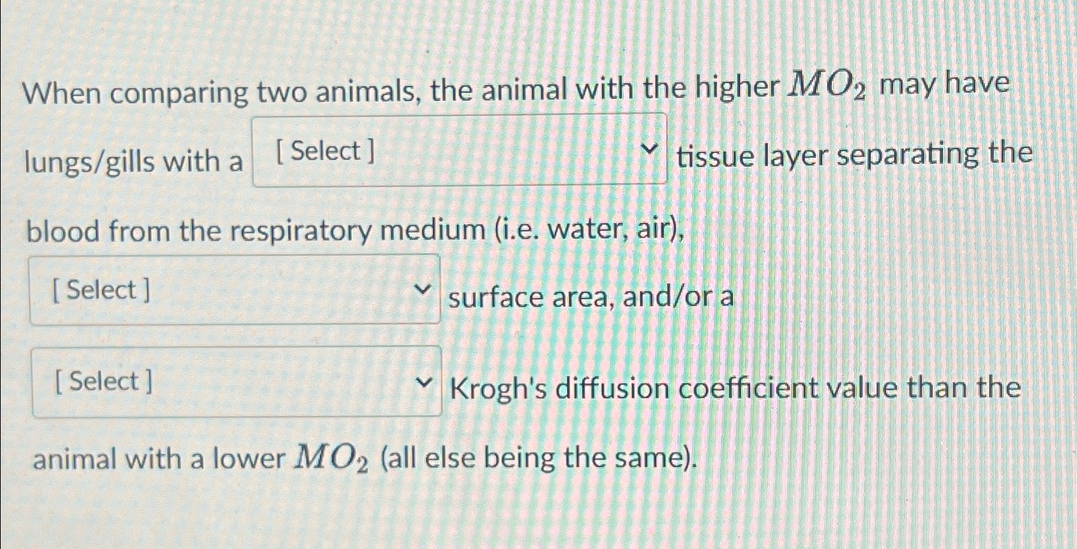Solved When comparing two animals, the animal with the | Chegg.com