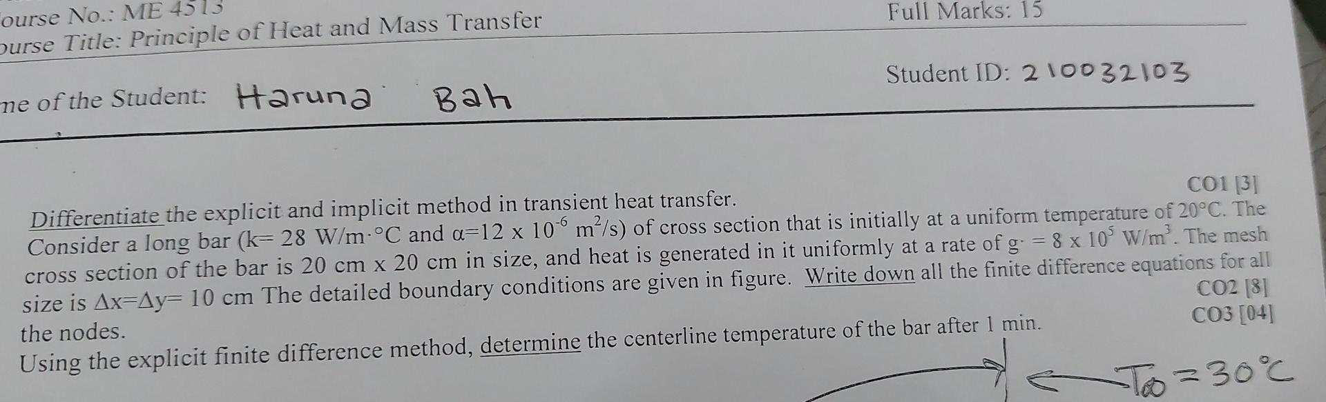 Differentiate the explicit and implicit method in | Chegg.com