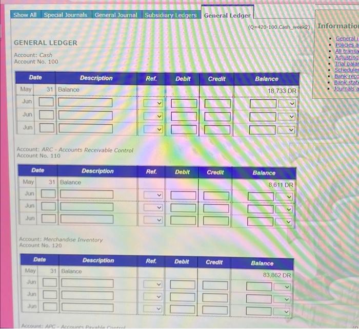 The tables are in order from special journals, | Chegg.com