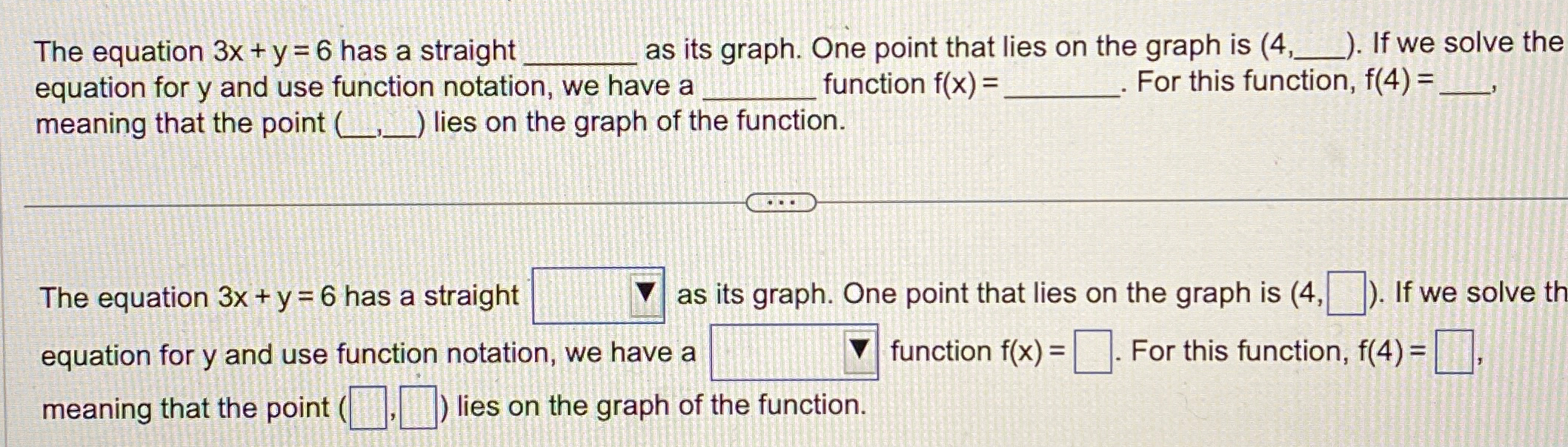 Solved The equation 3x+y=6 ﻿has a straight as its graph. One | Chegg.com