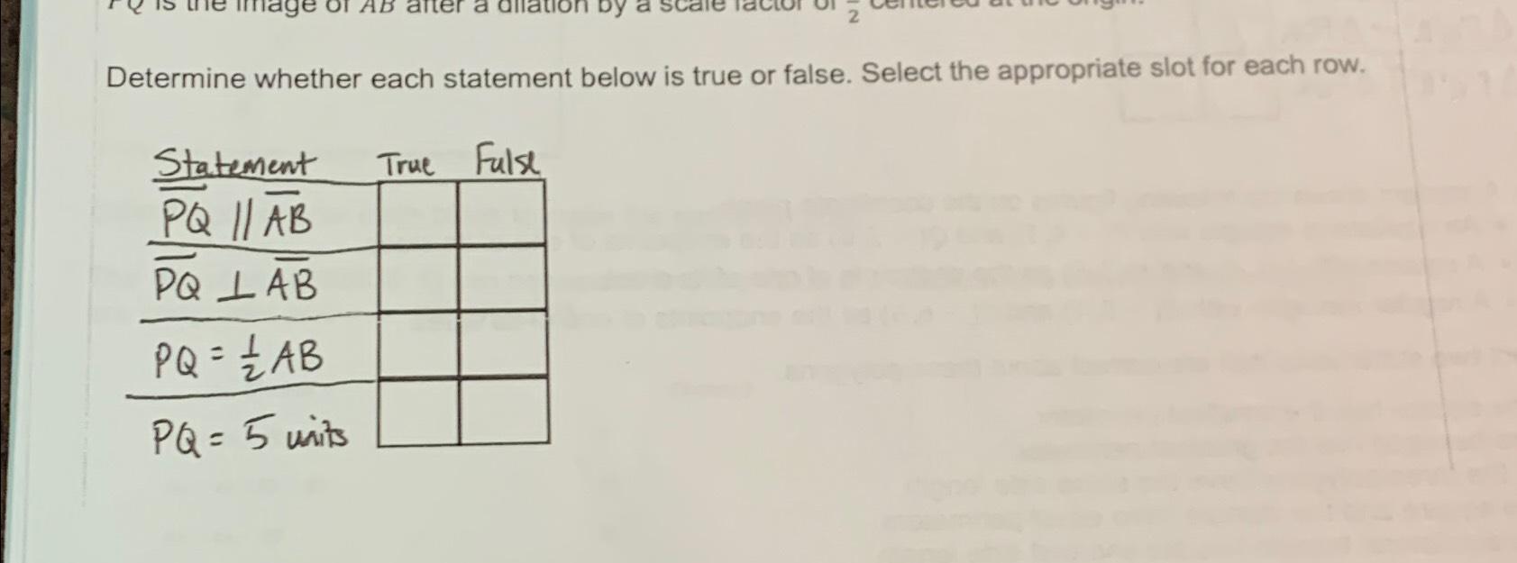 Determine whether each statement below is true or | Chegg.com