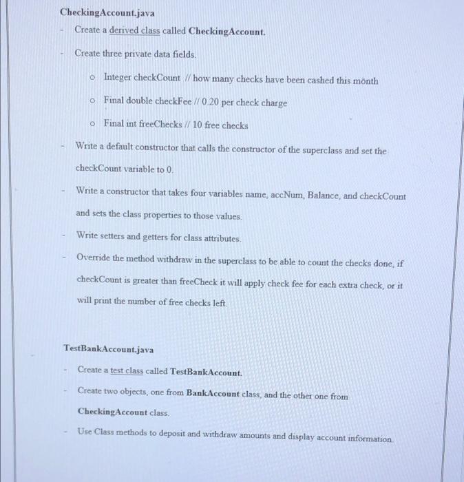 Solved Inheritance Exercise: Bank Account Program | Chegg.com