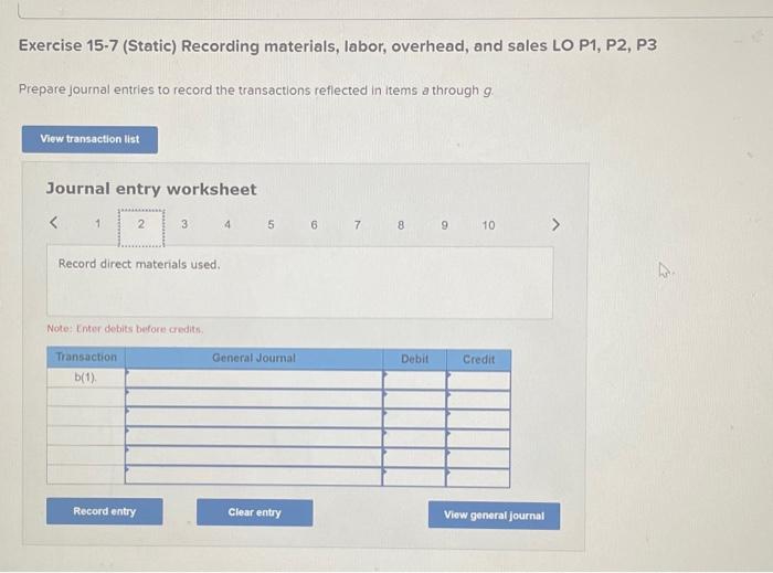Solved Exercise 15.7 (Static) Recording materials, labor, | Chegg.com