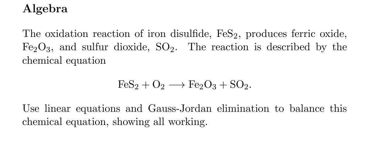 Solved The oxidation reaction of iron disulfide, \\( | Chegg.com