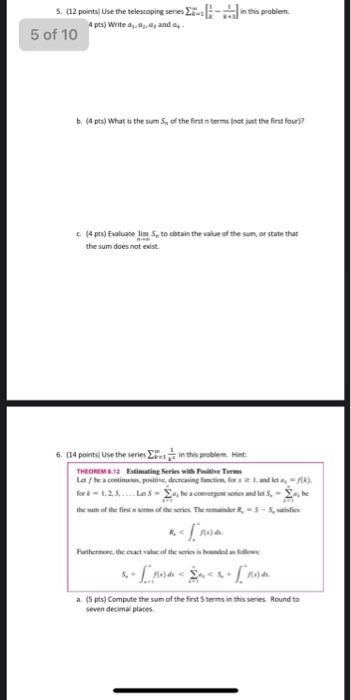 Solved 5. (12 points Use the telescoping series in this | Chegg.com