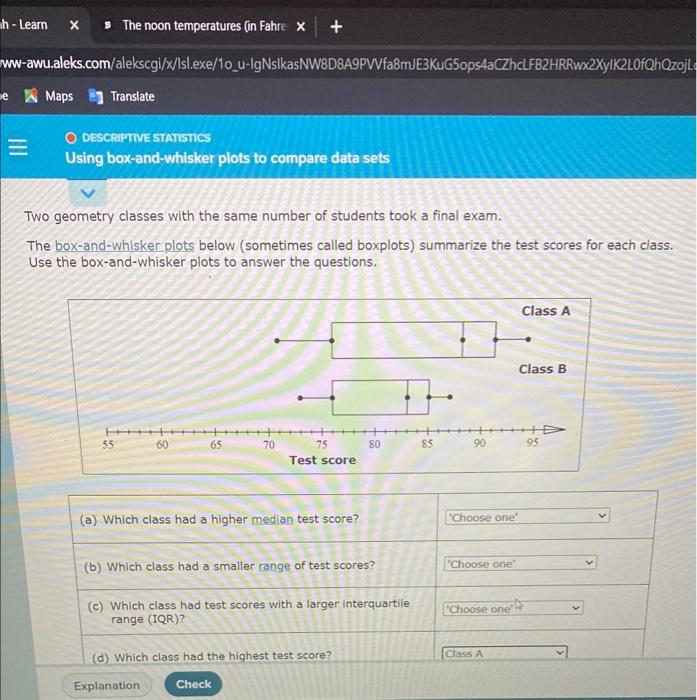 Solved Two geometry classes with the same number of students | Chegg.com