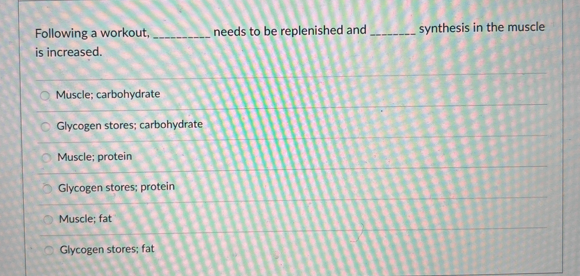Solved Following a workout, ﻿needs to be replenished and | Chegg.com