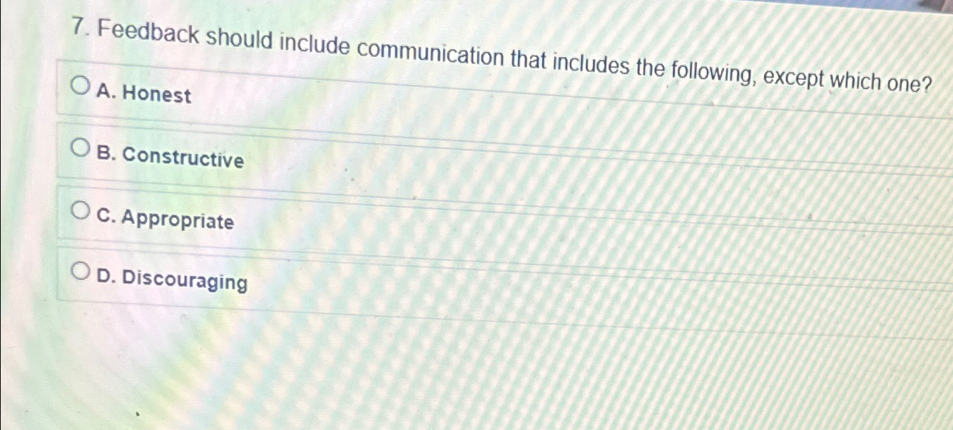 Solved Feedback should include communication that includes | Chegg.com