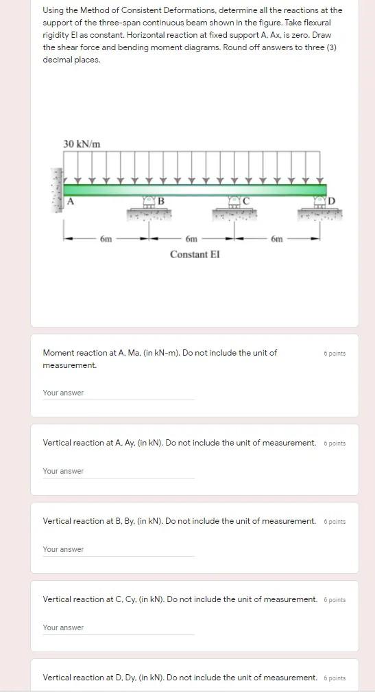 Solved Using the Method of Consistent Deformations, | Chegg.com