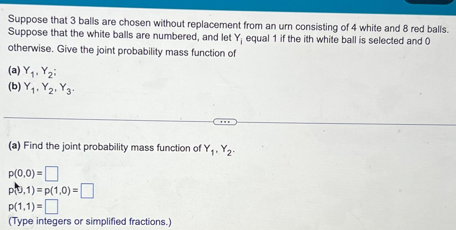 Solved Suppose that 3 ﻿balls are chosen without replacement | Chegg.com
