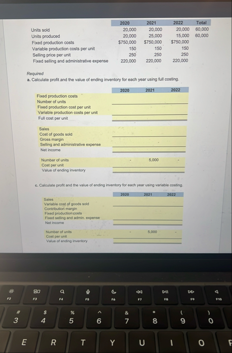 Solved \table[[,2020,2021,2022,Total],[Units | Chegg.com