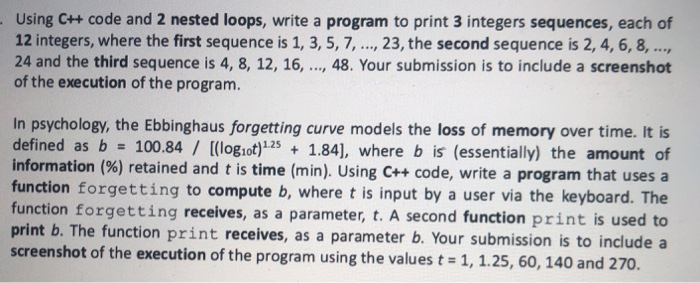 Solved Using C Code And 2 Nested Loops Write A Program To 0373