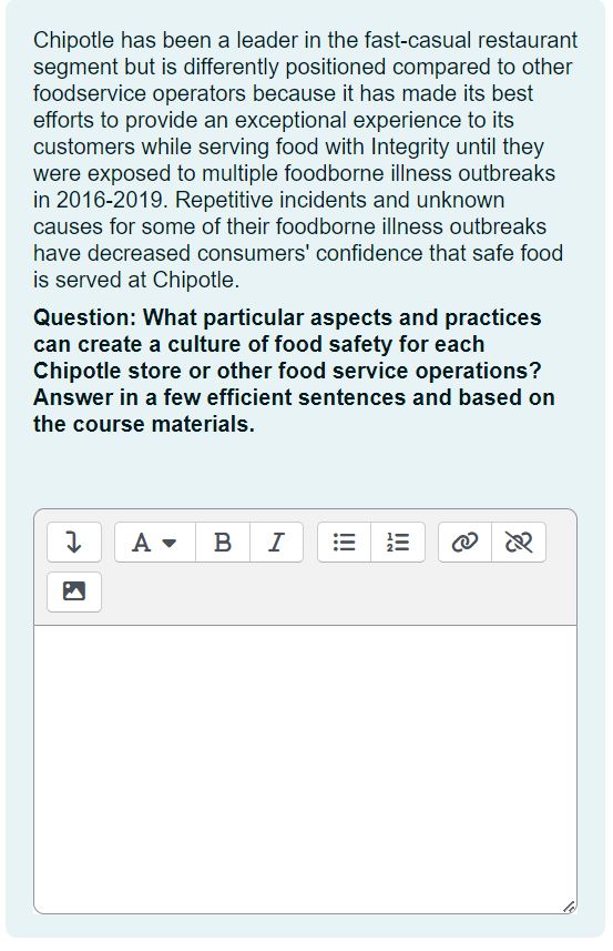 Solved Chipotle has been a leader in the fast-casual | Chegg.com