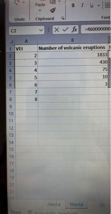 Solved 3.8. Excel Question. A supervolcano eruption is a | Chegg.com