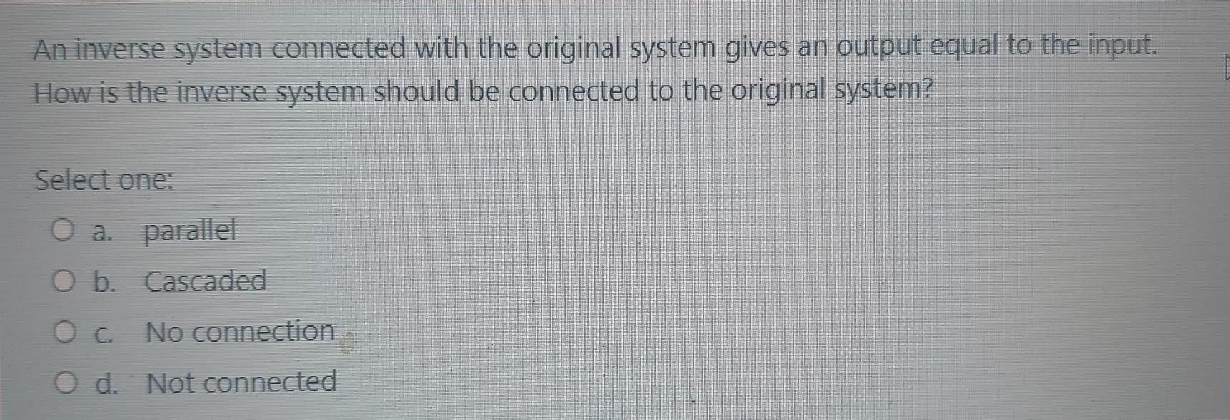 Solved An inverse system connected with the original system | Chegg.com