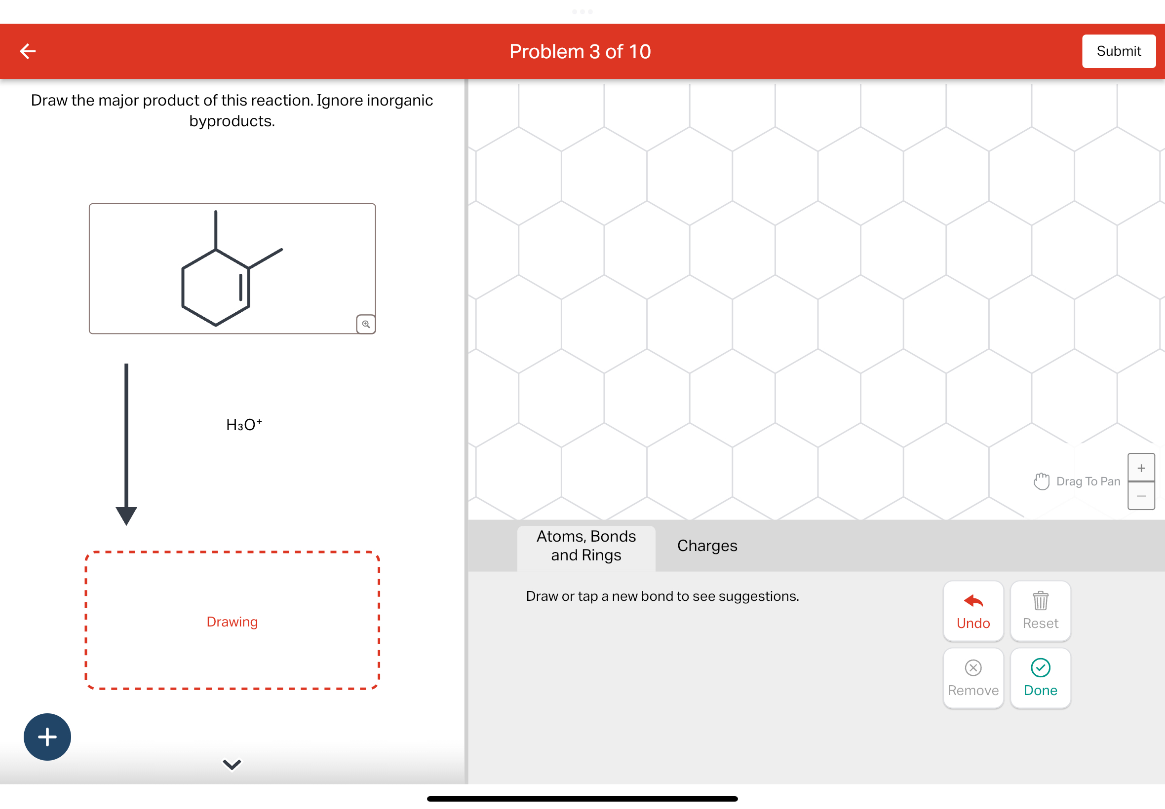 Solved Problem 3 ﻿of 10Draw the major product of this | Chegg.com