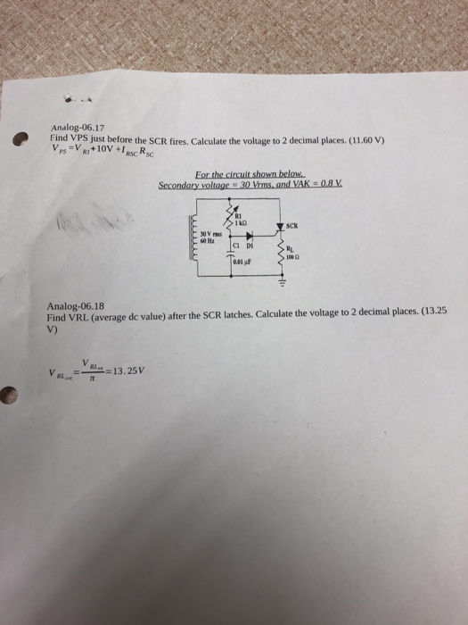 Solved Analog-06.17 Find VPS just before the SCR fires. | Chegg.com
