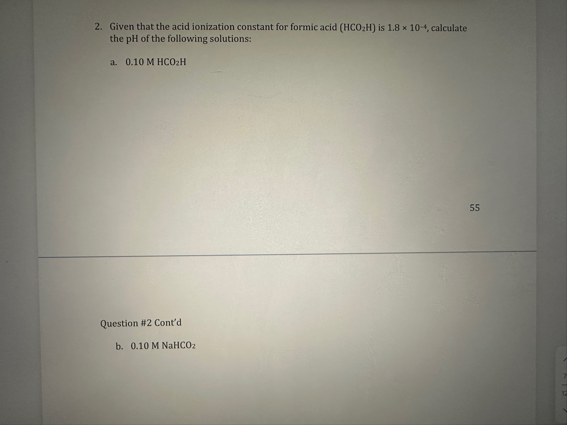 Solved Given that the acid ionization constant for formic | Chegg.com