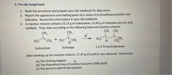 Solved C. Pre-lab Assignment 1. Read the procedure and | Chegg.com