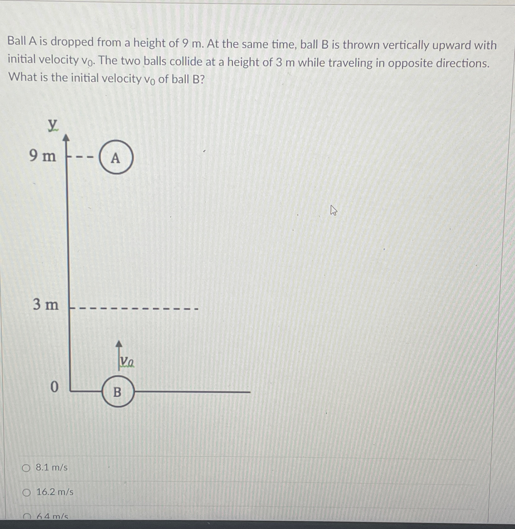 Ball A is dropped from a height of 9m. At the same | Chegg.com