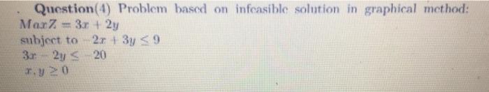 Solved Question (4) Problem based on infeasible solution in | Chegg.com