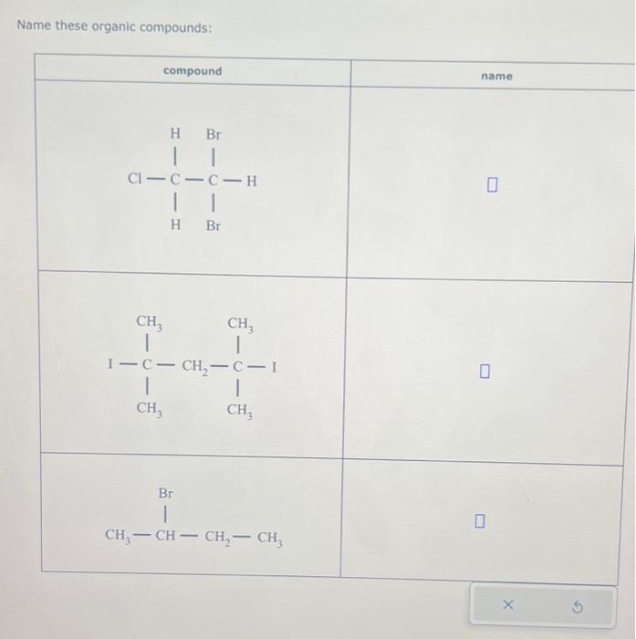 Solved Name these organic compounds: | Chegg.com