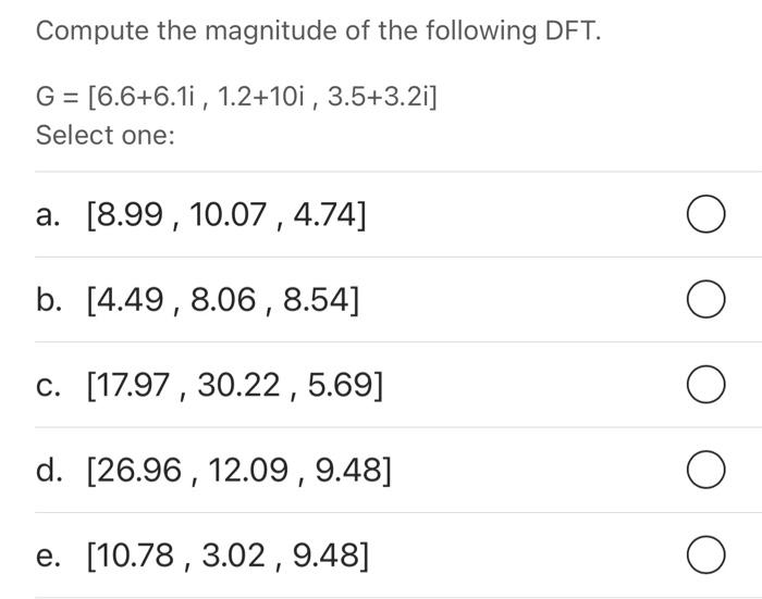 Solved Compute the magnitude of the following DFT. G = | Chegg.com