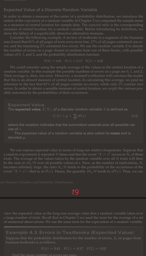 Solved Expected Value of a Discrete Random Variable In order | Chegg.com