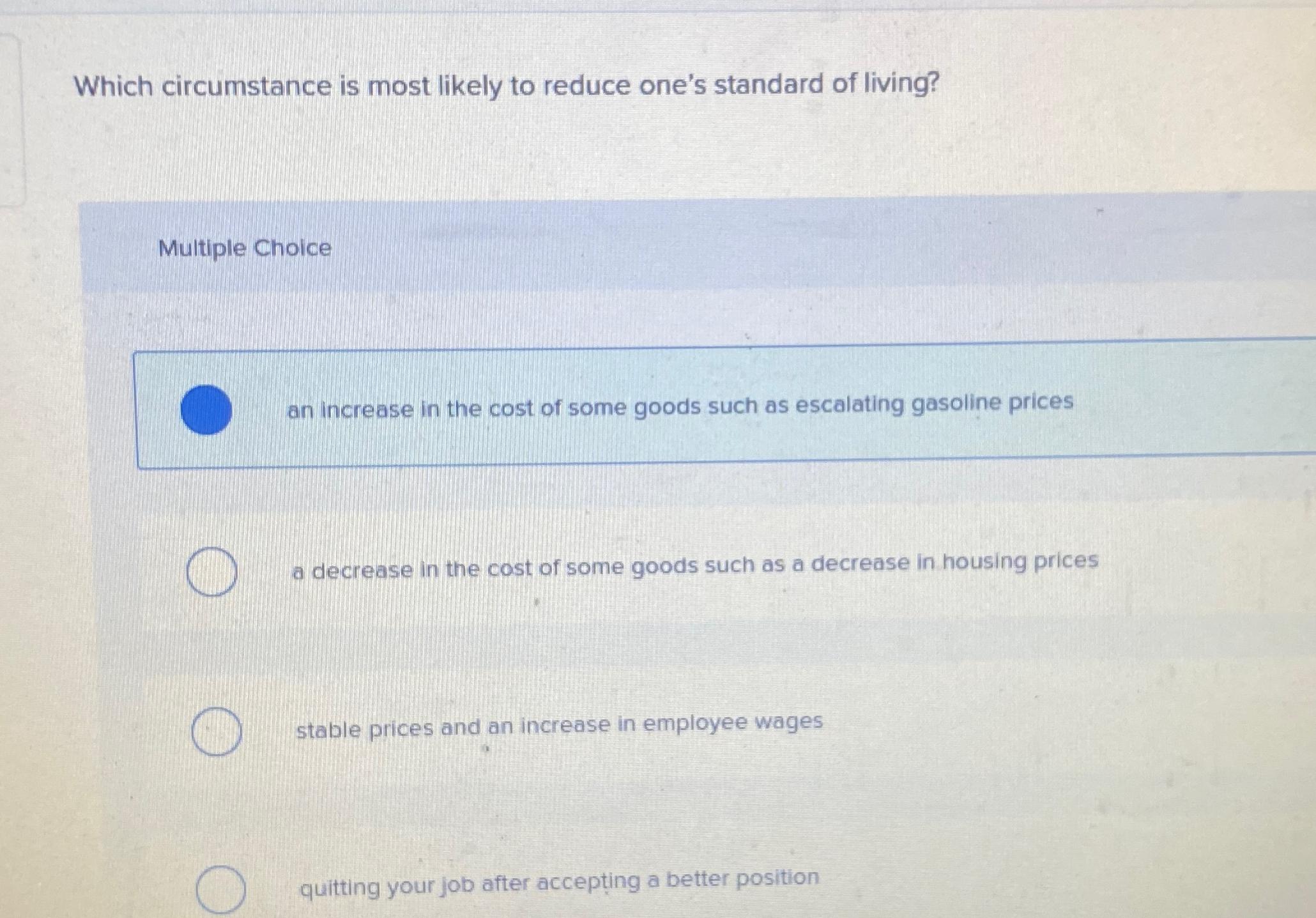 Solved Which circumstance is most likely to reduce one's | Chegg.com