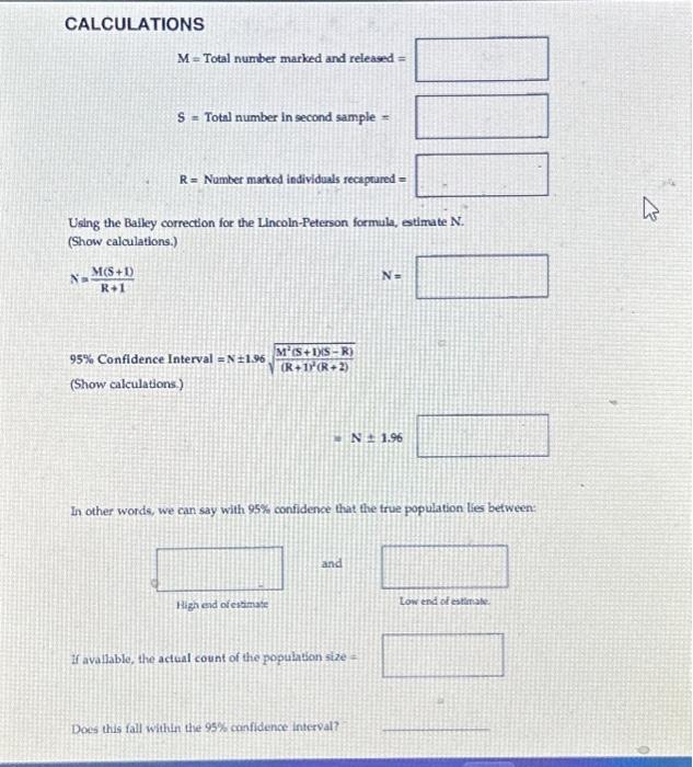Solved Estimating Population Size Mark Recapiure Simulation