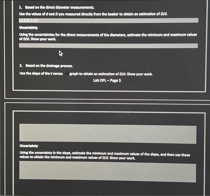 Solved Uncertainty Using the uncertainties for the direct | Chegg.com