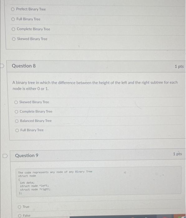 Solved Prefect Binary Tree Full Binary Tree Complete Binary | Chegg.com