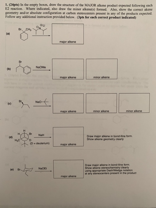 Solved 1. (24pts) In the empty boxes, draw the structure of | Chegg.com