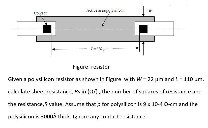 Solved Active area/polysilicon W Contact L=110 um Figure: | Chegg.com