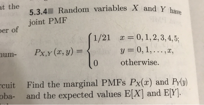 Solved at the 5.3.4. Random variables X and Y har joint PMF | Chegg.com