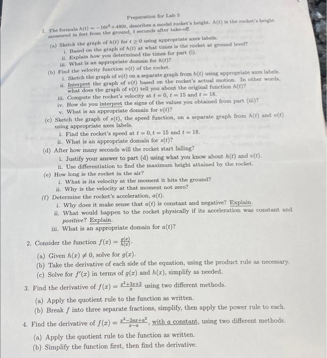 1. The formula h(t)=−16t2+480t, describes a model | Chegg.com