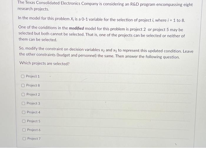 Solved The Texas Consolidated Electronics Company Is 