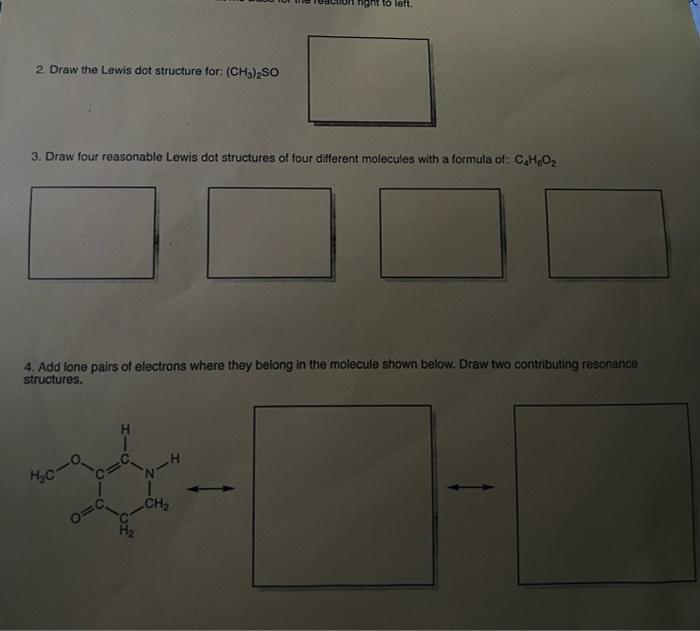 Solved 2. Draw the Lewis dot structure for: (CH3)2SO 3. Draw | Chegg.com